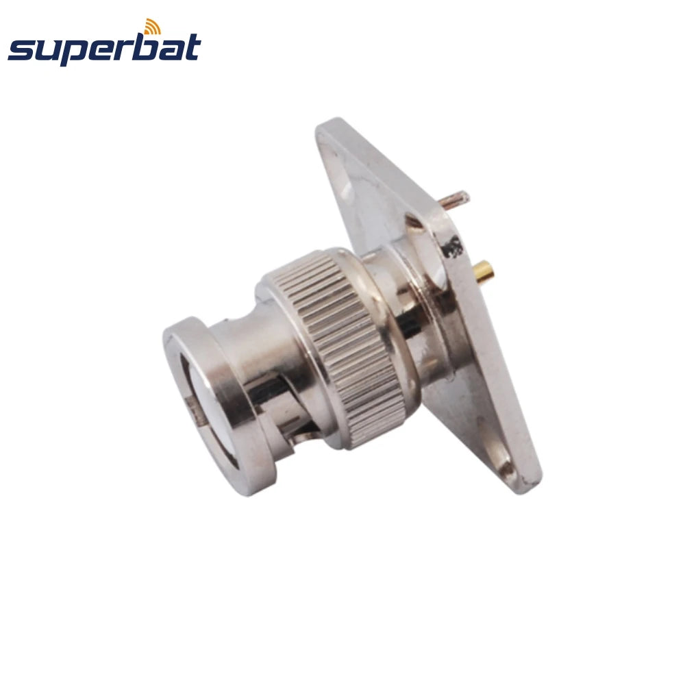 BNC Male 4-Hole Panel Mount Flange with Solder Cup Audio RF Coaxial Co ...
