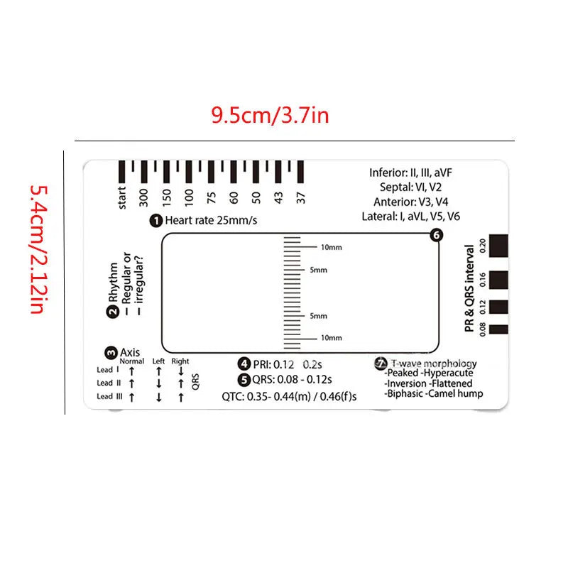 Heart Rate Scale ECG/EKG 7-Step Ruler Orthopedic Joint Transparent Mea ...